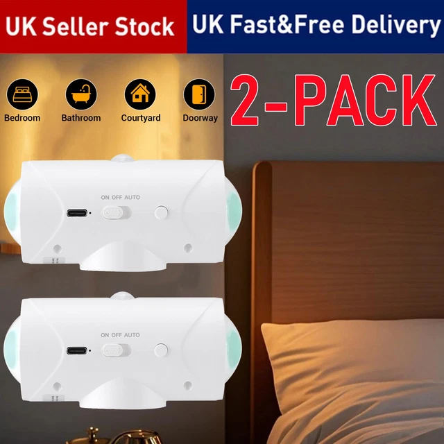 USB RECHARGEABLE LED Magnetic Wall Stair Lamp Smart Motion Sensor Night ...