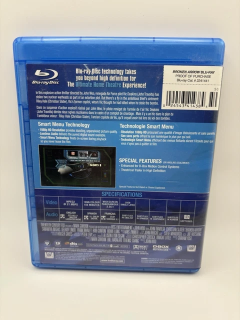 BROKEN ARROW (BLU-RAY 1996) Jon Travolta Christian Slater John Woo - Canadian $8.49 - PicClick CA