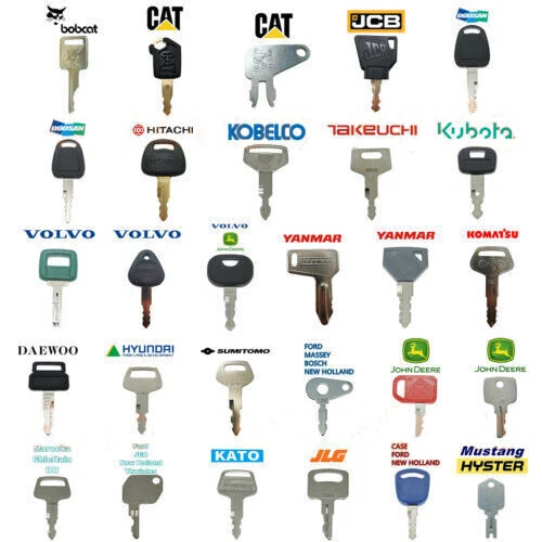 28 EXCAVATOR PLANT Digger Keys Master Set BOBCAT KUBOTA HITACHI JCB ...