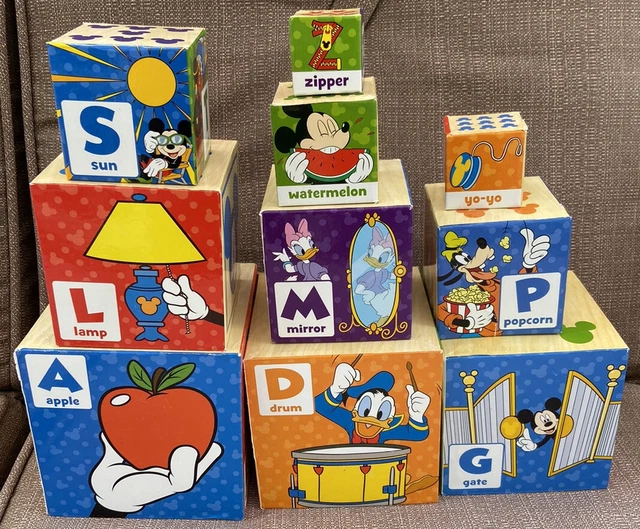 WALT DISNEY MICKEY Mouse Stacking Nesting Blocks Cubes Alphabet ...