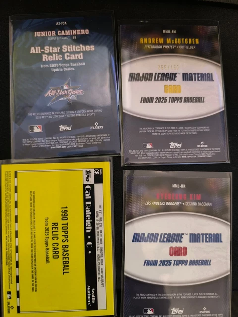 TOPPS UPDATE 2025 4 relic CAMINERO RALEIGH KIM McCUTCHEN Blue 55/150 ...