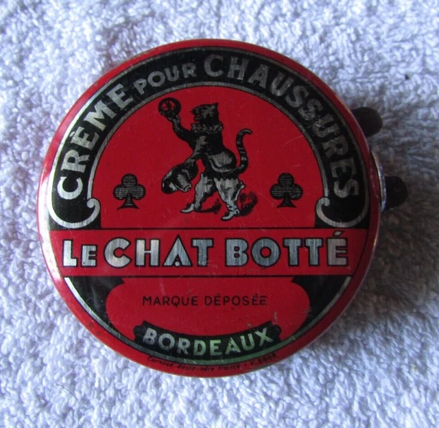 ANCIENNE BOÎTE À cirage publicitaire LE CHAT BOTTé BORDEAUX EUR 8,00 ...