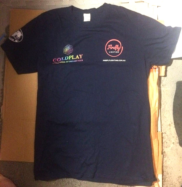 COLDPLAY RARE AUSTRALIAN Lighting CREW TOUR T-Shirt Head Full of Dreams ...