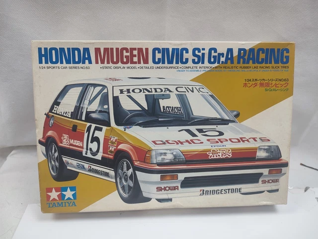 TAMIYA 1/24 SCALE MUGEN HONDA CIVIC Si Gr. A. Racing Rare Model Kit Car ...