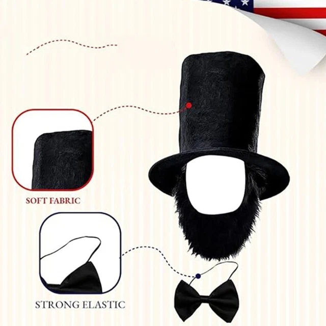 PRESIDENTS DAY OUTFITS Top Hat with Beard Necktie Set Abrahams Lincolns ...