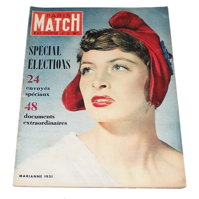 MAGAZINE / REVUE Paris Match n° 117 du 16/06/1951 spécial élections Marianne EUR 5,00 - PicClick FR