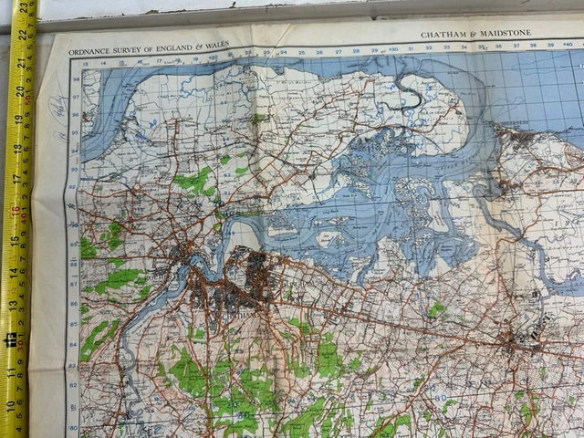ORIGINAL WW2 BRITISH Army OS Map of England - War Office - Chatham ...