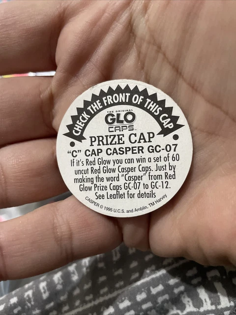 GLO CAPS GLOW Casper Tazos Prize Cap GC - 07 Red Glow Promo $15.00 ...