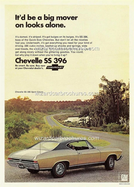 1968 CHEVROLET CHEVELLE Ss 396 A3 Poster Ad Sales Brochure ...