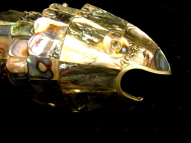 POISSON ARTICULE ANCIEN Sculpture Animaliere Bronze Nacre Fish Cabinet ...