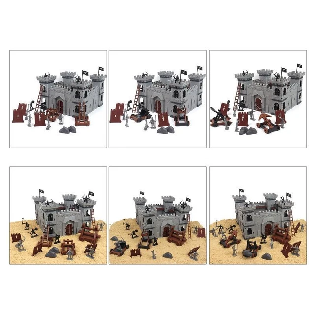 DIY CASTLE BUILDING Medieval Times Military Fort Model Kit with Figures ...