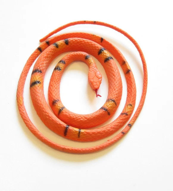 1 NEW ORANGE Coiled Rain Forest Rubber Snake Toy Reptile Fake Jungle ...