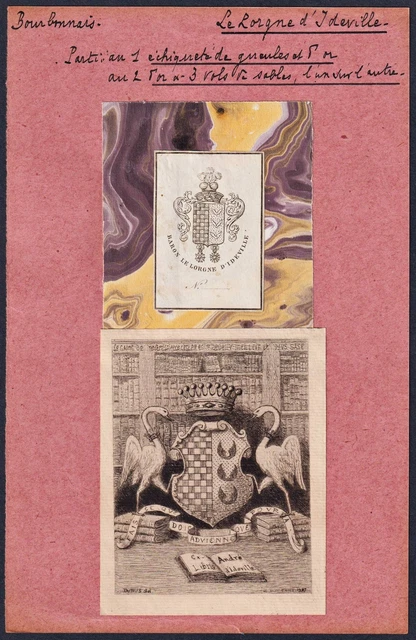 LENNEL DE LA Farelle Crest Ex-Libris Armoiries Blason Armorial ...