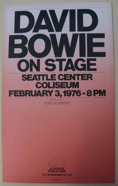 DAVID BOWIE SEATTLE Center Coliseum 1976 ORG Affiche De Concert En ...