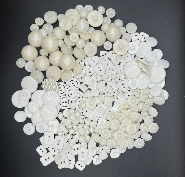 VINTAGE ASSORTED BUTTONS White Colors Mixed Sizes Bulk Lot Set $13.00 ...
