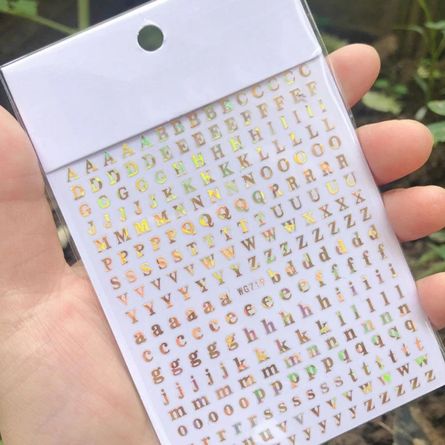 NAIL ART STICKERS Decals English Alphabet Letters Uppercase Lowercase ...