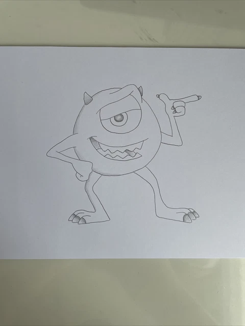 DISNEY PIXAR MONSTERS inc Mike Drawing Sketch Original artwork $6.53 ...