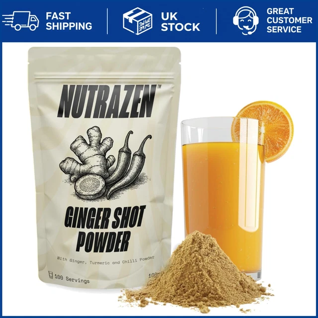 NUTRAZEN ORGANIC GINGER & Turmeric Shot Powder 100 Servings - No Sugar ...