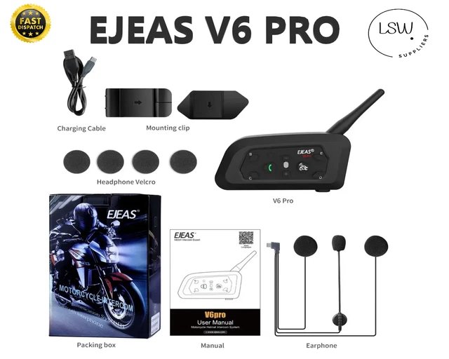 EJEAS V6 PRO Plus Auricolari citofono motocicletta Bluetooth 1200 m EUR ...