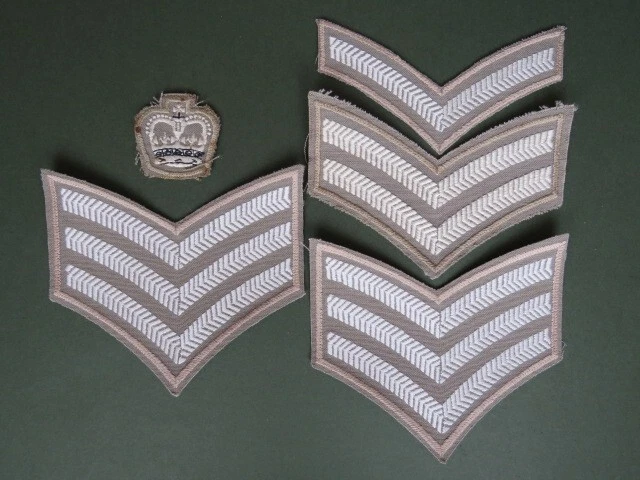 BRITISH ARMY 4 Tropical Dress Rank Chevrons & Staff Sergeant Crown £4. ...