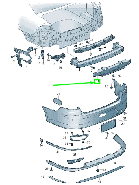 VOLKSWAGEN PASSAT B8 3G Rear Bumper Filler Foam 3G5807251A NEW GENUINE ...