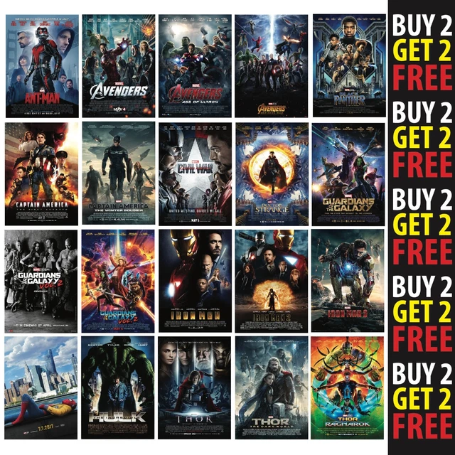 MARVEL AVENGERS MOVIE POSTERS A4/A3 300gsm Photo Poster Film Wall Decor ...