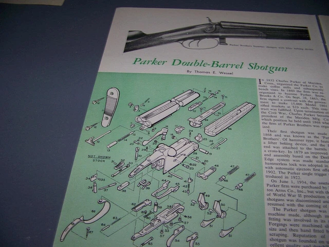 HISTORY: PARKER DOUBLE-BARREL Shotgun..details/Exploded View (802W) $24 ...