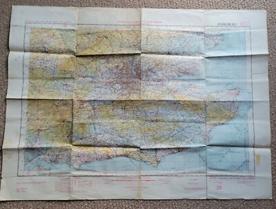 RARE 1960 RAF Base Control Zones London Map England British Army ...