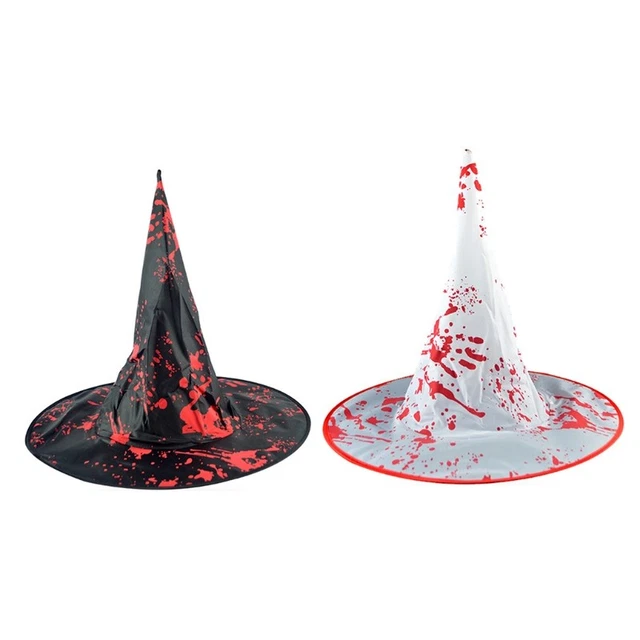 HALLOWEEN LED LIGHTED Witch Hat Scary Bloody Wizard Cap Horror Props ...