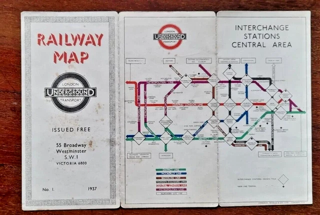 1937 NO 1. Beck London Underground Pocket Map. TFL Tube Guide. £65.00 ...