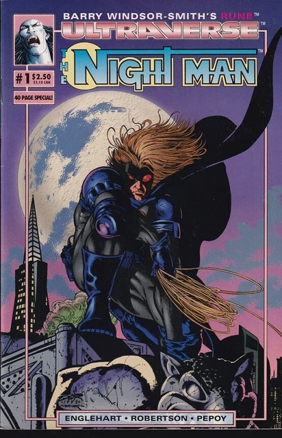 NIGHT MAN 1 + Barry Windsor Smith Rune Art Malibu Comics ULTRAVERSE $4. ...