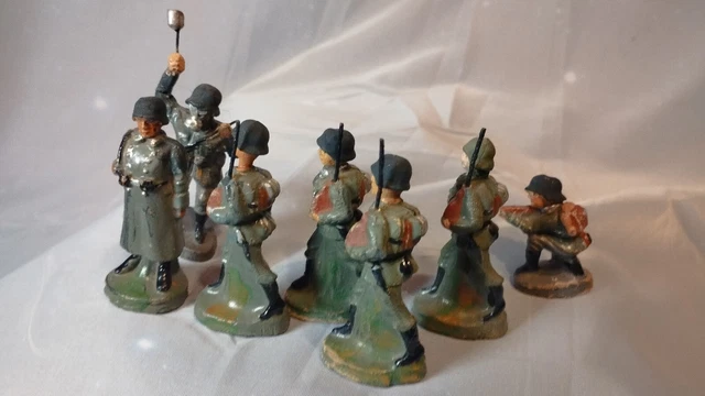 ELASTOLIN LINEOL LEYLA u.a. 7 Soldaten Figuren Bastelware Konvolut 1 ...