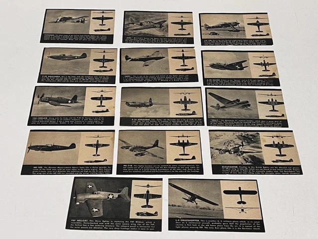 WW2 AIRCRAFT RECOGNITION Cards - 14 Double-Sided RAF/USAAF Training ...