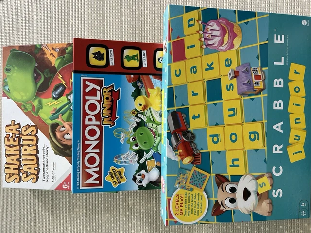 JUNIOR MONOPOLY, SCRABBLE, Shake-a-saurus Kids Board Games Excellent Condition £15.99 - PicClick UK