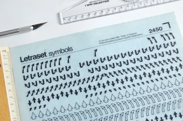 LETRASET RUB ON Symbol Transfers Black DIRECTIONAL ARROWS (# 2450) 80% ...