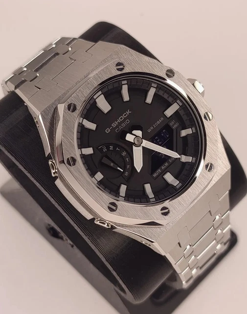 CASIO G-SHOCK GA-2100 1AER Stunning CasiOak AP Full Metal Mod Silver UK ...