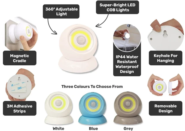 2 PACK PIR Motion Sensor Night Light, Battery Operated Sensor Lights ...