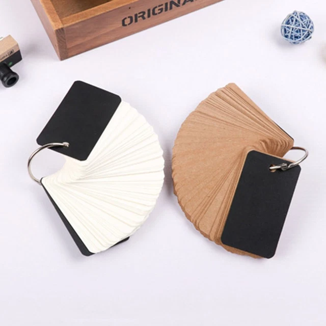 STATIONERY DIY EASY Flip Blank Flash Cards Metal Binder Ring Memo Study ...