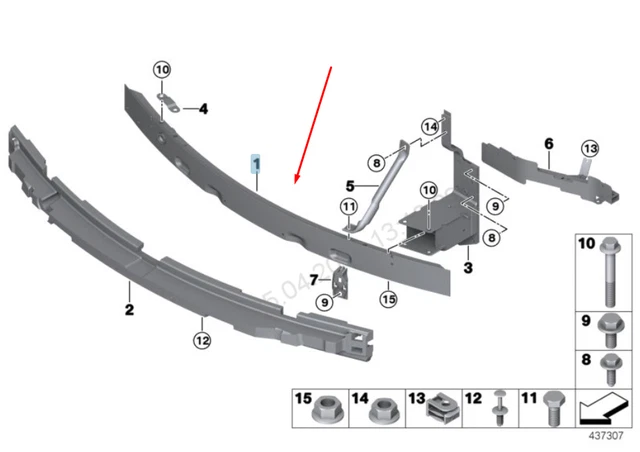 NEW BMW X5 F15 Front Bumper Crash Bar 51117294477 7294477 2015 Oem £332 ...