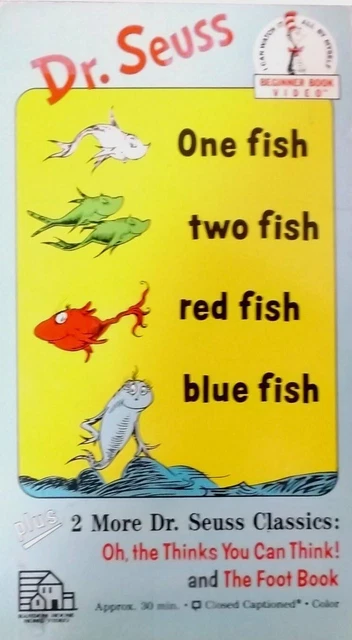 DR. SEUSS ONE Fish Two Fish Red Fish Blue Fish VHS £7.67 - PicClick UK