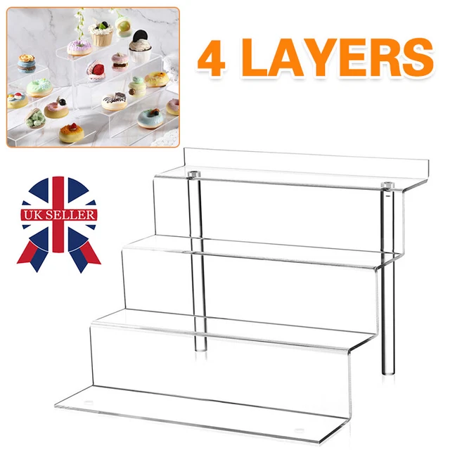 CLEAR ACRYLIC RISER 4-Tier Self-Install Display Shelf Removable Rack ...