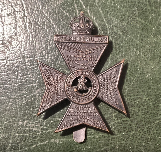 VINTAGE THE KINGS Royal Rifle Corps Regiment Cap Badge British Military ...