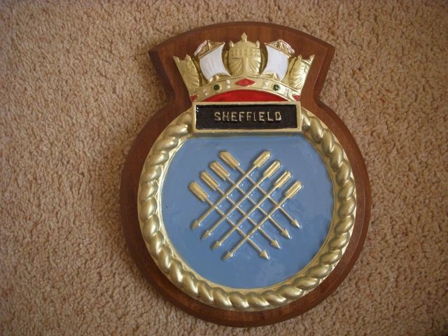 ROYAL NAVY HMS Sheffield ships crest £22.00 - PicClick UK