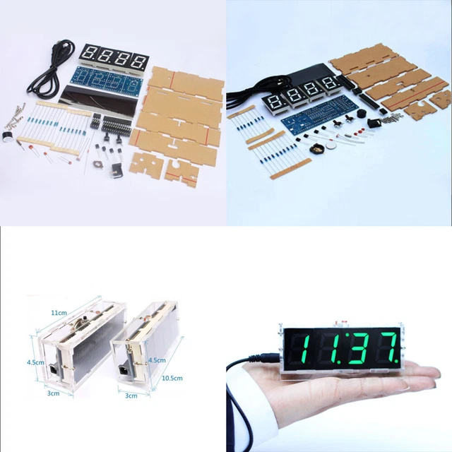 US DIY DIGITAL Clock Kit 4-Digit Electronic LED Large Screen Light ...