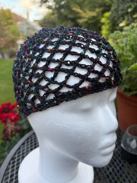 CROCHETED GLITZY SKULL Cap, 70s, Boho, Abba, Gatsby, Festival, Beach ...