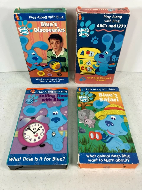 BLUE'S CLUES 4 VHS Lot Blues Discoveries ABC 123 What time is it for ...