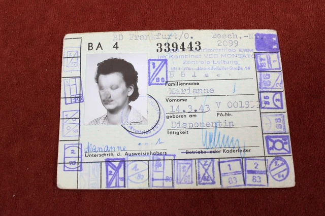 DDR AUSWEIS BETRIEBSAUSWEIS Kombinat VEB Monsator Berlin, W301.2#71 EUR ...