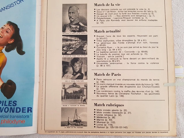 PARIS MATCH N°1048 07/6/1969 Pompidou Heyerdahl J.fonda Concorde Apollo ...