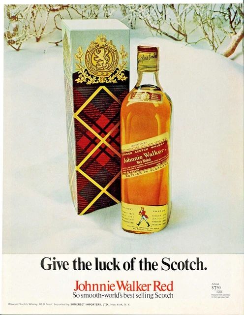 1970 JOHNNIE WALKER RED Scotch Whisky Red Label Vintage Print Ad ...
