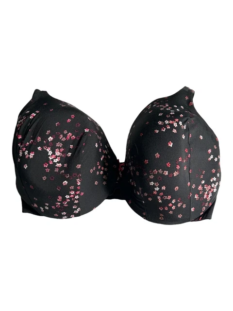 CACIQUE BRA 44H Black Floral Lightly Lined Full Coverage Underwire ...
